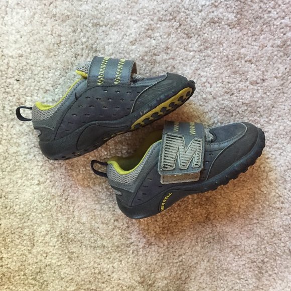 Merrell | Shoes | Merrell Velcro Sneaker Hiking Shoes Green And Gray ...